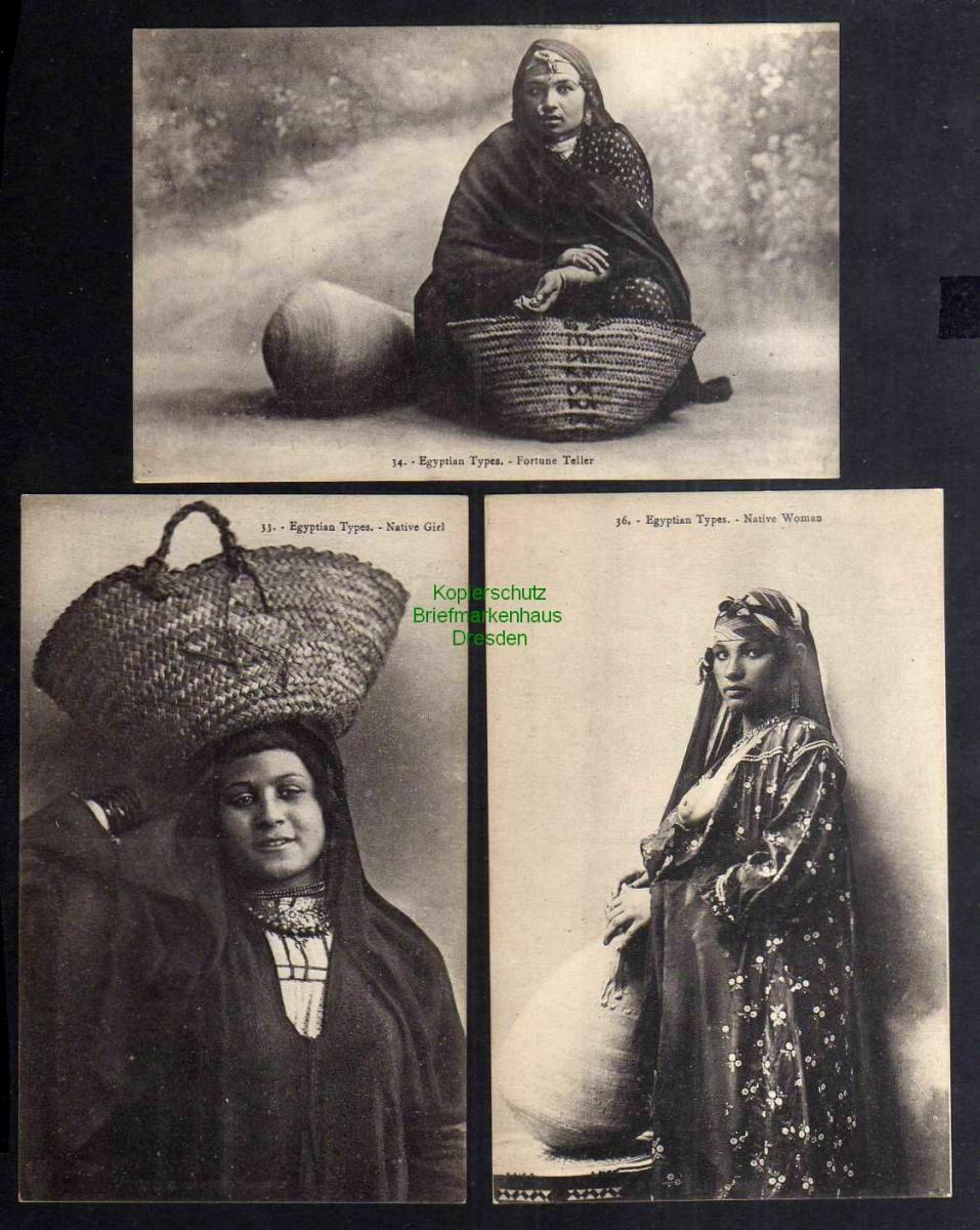 131337 3 AK Egyptian Types Fortune Teller Native Girl Woman Alexandrie ...