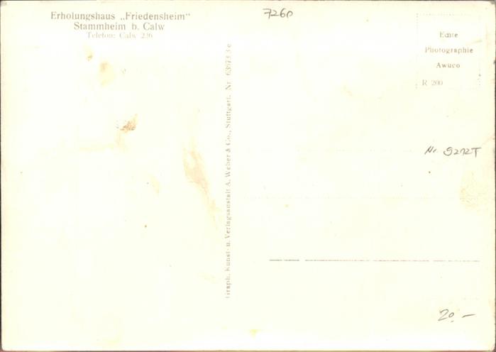 Stammheim Calw Erholungshaus Friedensheim / Calw /Calw LKR Nr. ca11170 ...