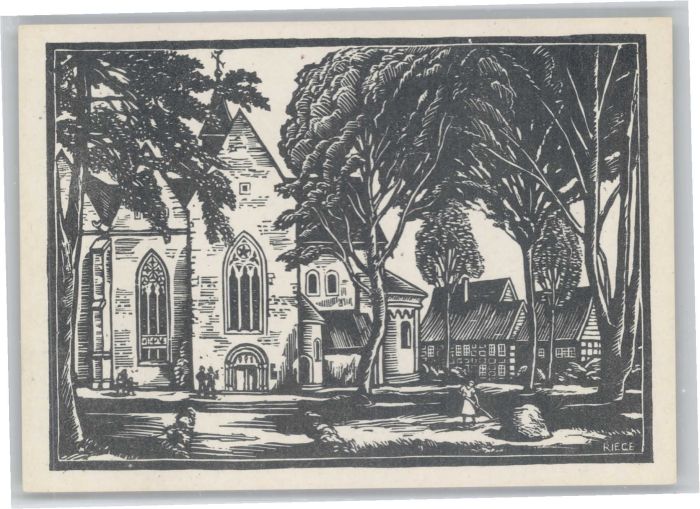 Enger Kirchplatz Holzschnitt Rudolf Riege * Nr. we82756 - oldthing ...