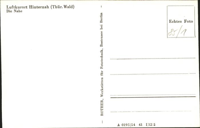 Hinternah Nahe Kat. Nahetal-Waldau Nr. wz31827 - oldthing ...
