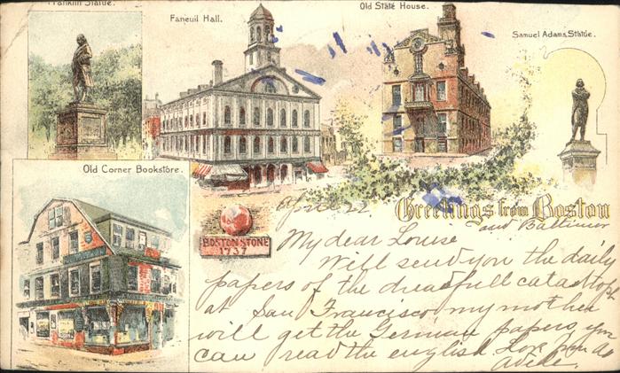 Boston Massachusetts Franklin Statue Faneuil Hall Old State House ...