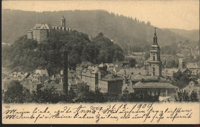 Greiz Thueringen Ortsansicht mit Kirche und Schloss Kat. Greiz Nr ...
