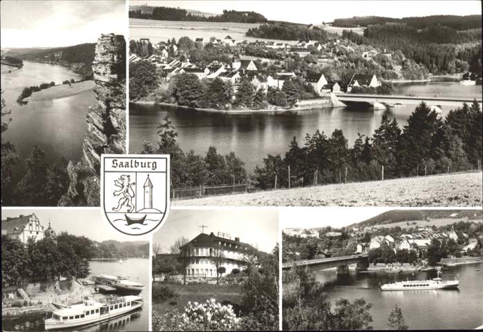 Saalburg Saale am Stausee Bleiloch Saaletalsperre Bruecke Boot Wappen ...