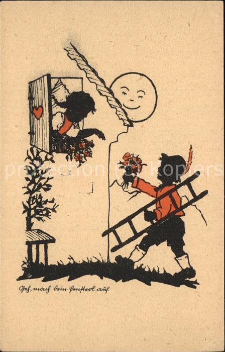 Scherenschnitt Schattenbildkarte.. | Ansichtskarten günstig