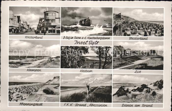 Insel Sylt Westerland Zug auf Hindenburgdamm im Sturm Kampen Keitum ...