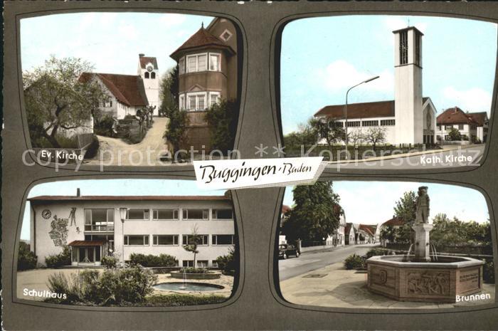 Buggingen Schulhaus Brunnen Kirche / Buggingen /Breisgau ...