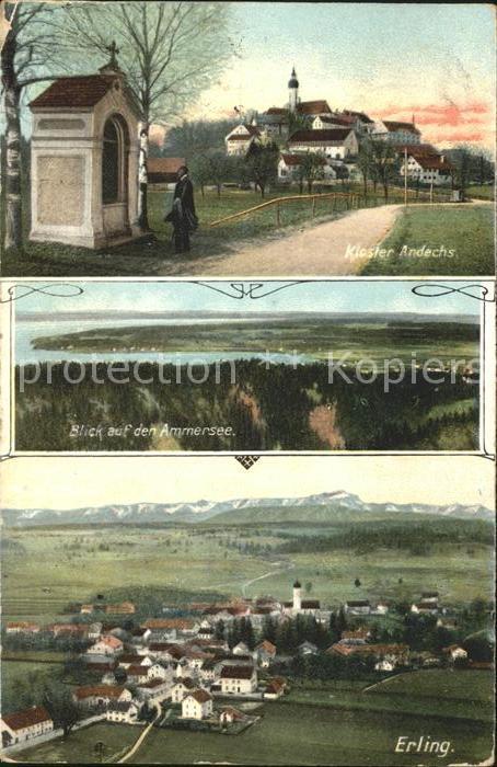 Erling Kloster Andechs Blick auf den Ammersee / Andechs /Starnberg LKR ...