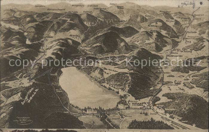 Titisee Landkarte mit See Kat. Titisee Neustadt Nr. hf05531 - oldthing ...