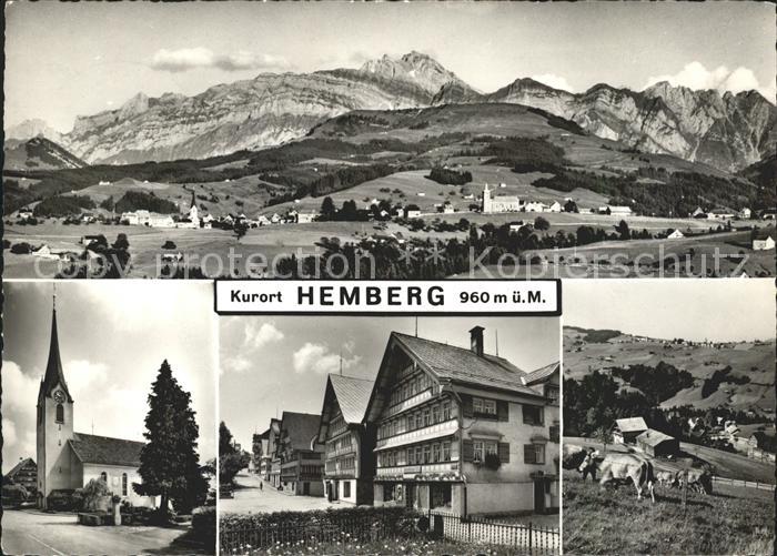 Hemberg SG Panorama Kurort mit Saentiskette Appenzeller Alpen Kirche ...