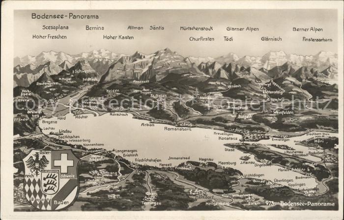 Bodensee Relief Panoramakarte Kat. Bodensee Nr. st42464 - oldthing ...