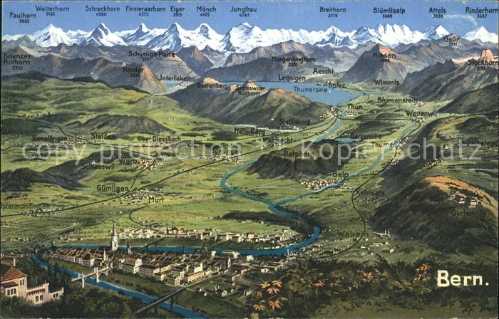 Bern BE Totalansicht mit Alpenpanorama Kat. Bern Nr. sv14385 - oldthing ...