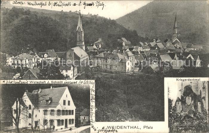 Weidenthal Pfalz Ortsansicht mit Kirche Kriegerdenkmal Wirtschaft Kat ...