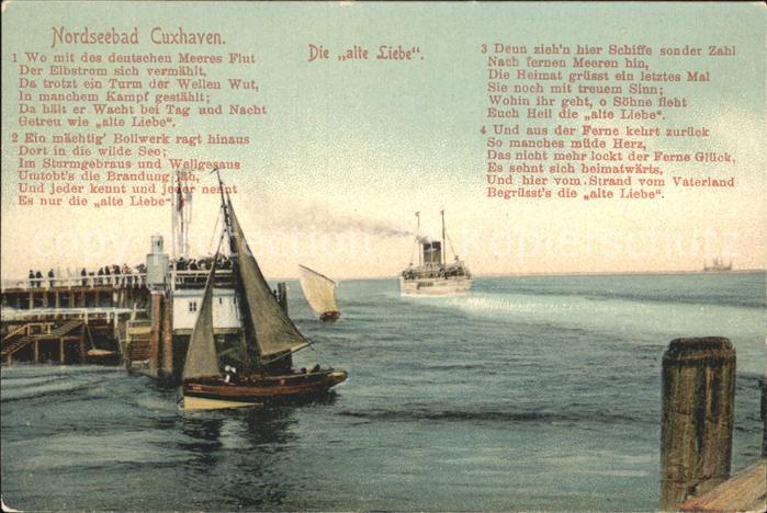 Gedicht Ak Nordseebad Cuxhaven, Gedicht die Alte Liebe, Segelboot Nr ...