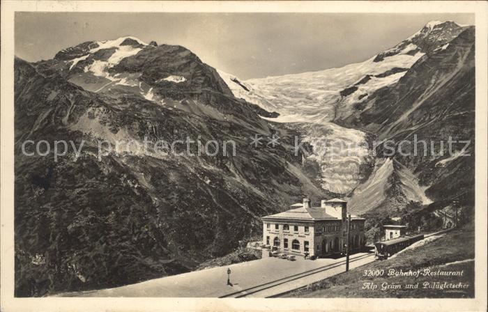 Alp Gruem Bahnhof Restaurant mit Paluegletscher Kat. Alp Gruem Nr ...