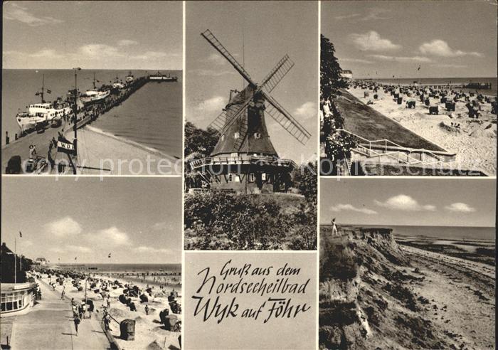 Wyk Foehr Seebruecke Windmuehle Strand Steilkueste Kat. Wyk auf Foehr ...