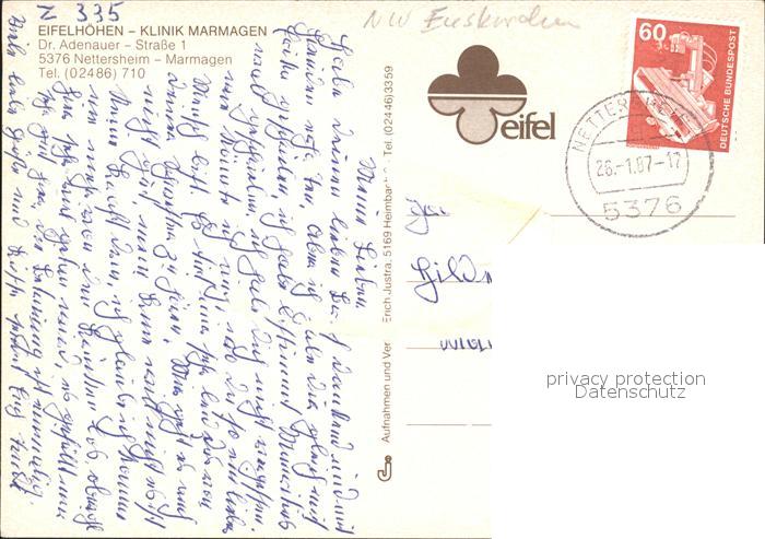 Marmagen Eifelhoehen Klinik Fliegeraufnahme Kat. Nettersheim Nr ...