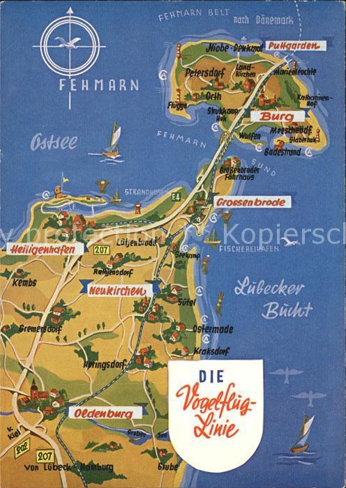 AK / Ansichtskarte Insel Fehmarn Landkarte Kompass Kat. Fehmarn Nr ...