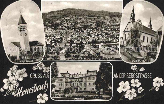 Hemsbach Bergstrasse Kirche Schule Rathaus Turnhalle Gasthaus ...