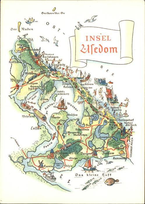 Usedom Karte der Insel Kat. Usedom Nr. kg80627 - oldthing ...