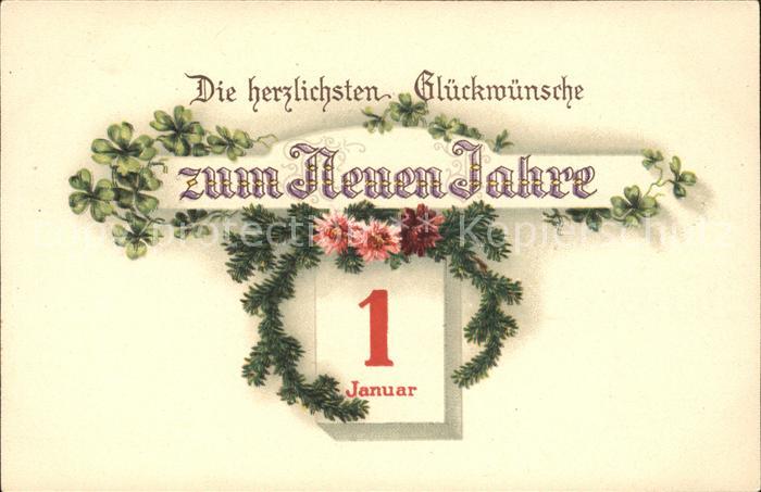 Datumskarte 1. Januar Neujahr Kleeblaetter Kat. Besonderheiten Nr ...