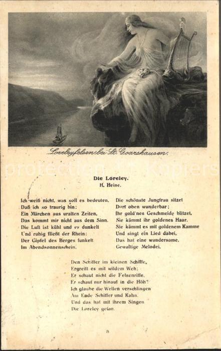 Heine Heinrich Die Loreley Rheinlieder Nr. 8 Loreleyfelsen St ...