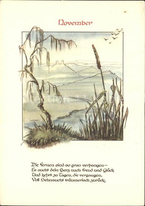 Monatskarte November Gedicht Kat. Besonderheiten Nr. kf87808 - oldthing ...