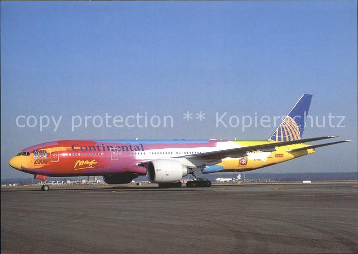 Flugzeuge Zivil Continental Airlines Peter Max colours Boeing 777 ...