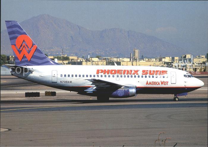 Flugzeuge Zivil America West Phoenix Suns colours Boeing 737 112 N708AW ...