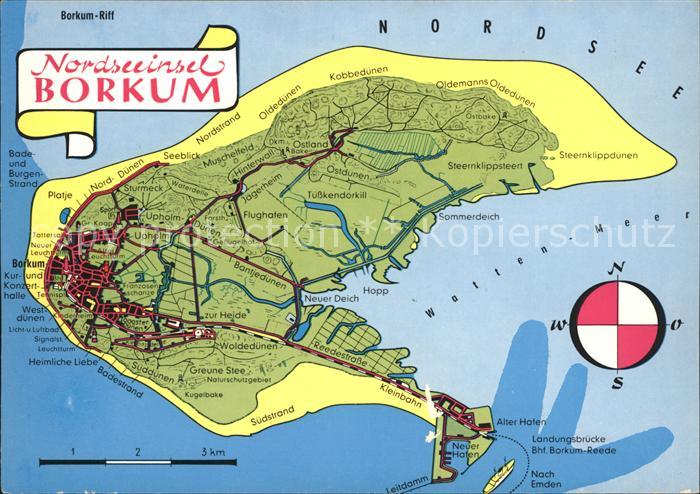AK / Ansichtskarte Borkum Nordseebad Inselkarte Kat. Borkum Nr. kb49603 ...