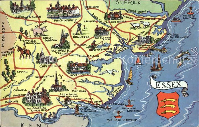 Essex Grafschaft uebersichtskarte.. | Ansichtskarten günstig