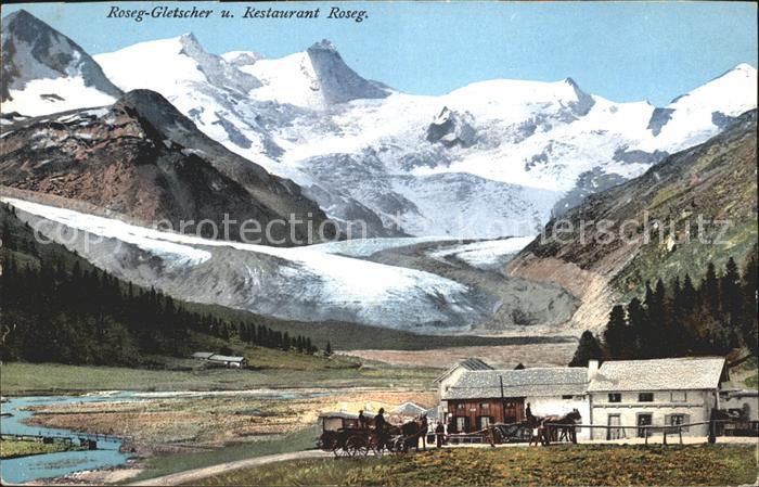 Rosegtal Roseg Gletscher und Restaurant Roseg Pferdekutschen / Roseg ...