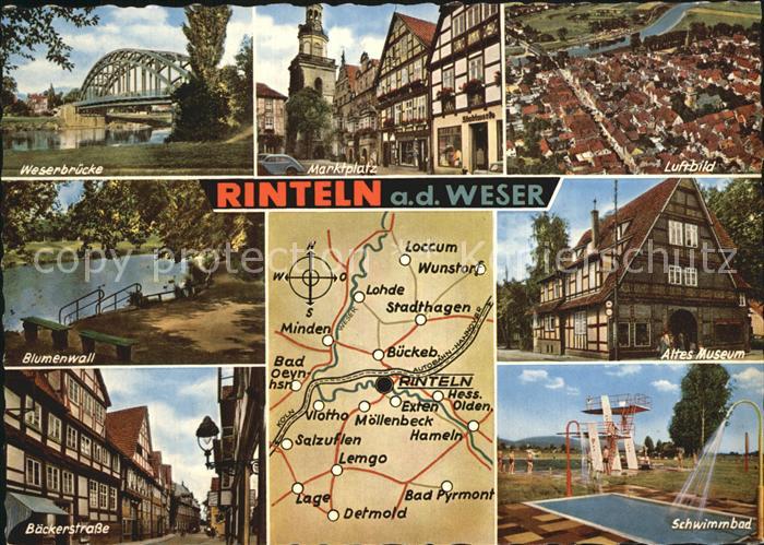 Rinteln Weserbruecke Marktplatz Luftbild Museum Schwimmbad ...