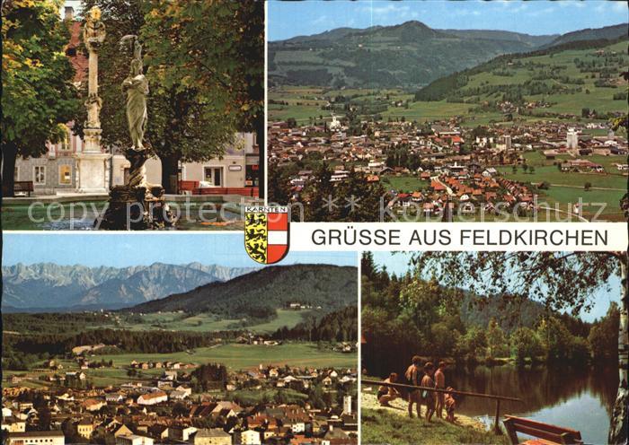 Feldkirchen Kaernten Stadtbrunnen Stadtblick Karawanken Wachsenberg ...