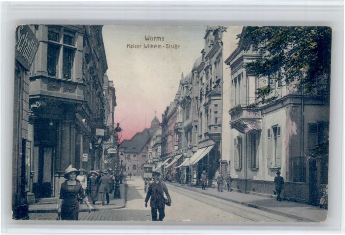 ALTE POSTKARTE WORMS KAISER-WILHELM-STRASSE Dentist Wagner Tabakwaren ...