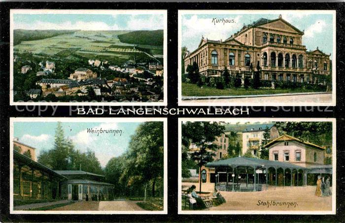 Langenschwalbach Weinbrunnen Stahlbrunnen Kurhaus Panorama Kat. Bad ...
