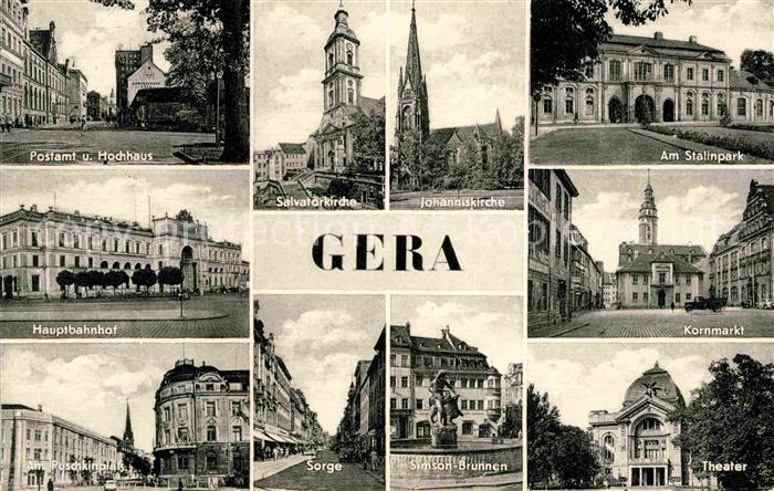 Gera Postamt Hochhaus Hauptbahnhof Puschkinplatz Sorge Theater ...