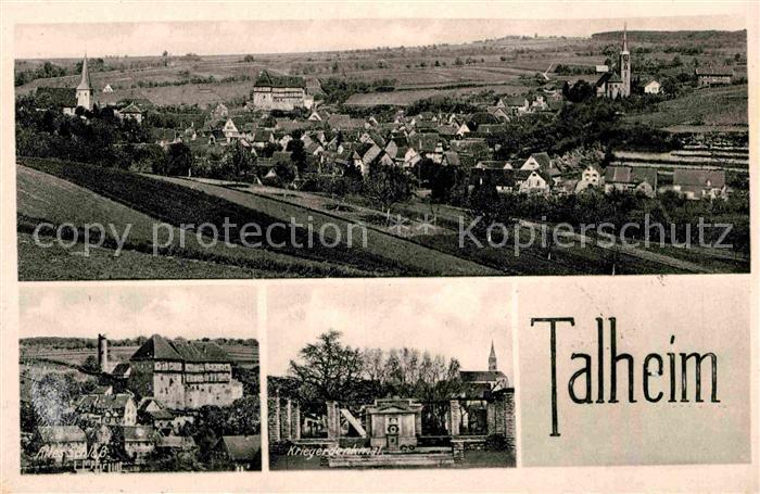 Talheim Neckar Altes Schloss Kriegerdenkmal Panorama Kat. Talheim Nr ...