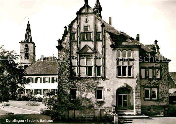 AK / Ansichtskarte Denzlingen Rathaus Storchenturm Evangelische Kirche ...