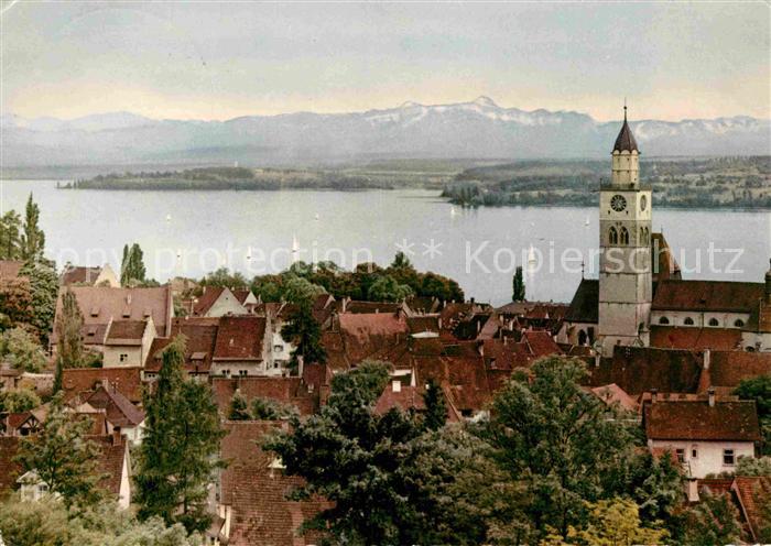 ueberlingen Bodensee Stadt und Seeblick mit Schweizer Alpen Kat ...