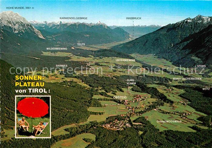 AK / Ansichtskarte Mieminger Plateau Fliegeraufnahme Obsteig Burg Klamm ...