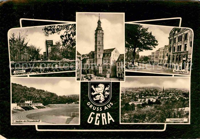 AK / Ansichtskarte 73842296 Gera Hochhaus Ernst Thaelmann Str Stadion ...