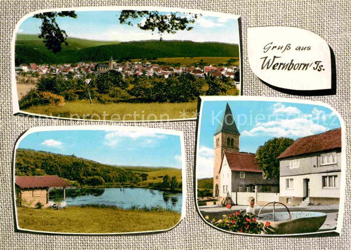 AK / Ansichtskarte Wernborn Panorama Fischweiher Kirche Kat. Usingen Nr ...