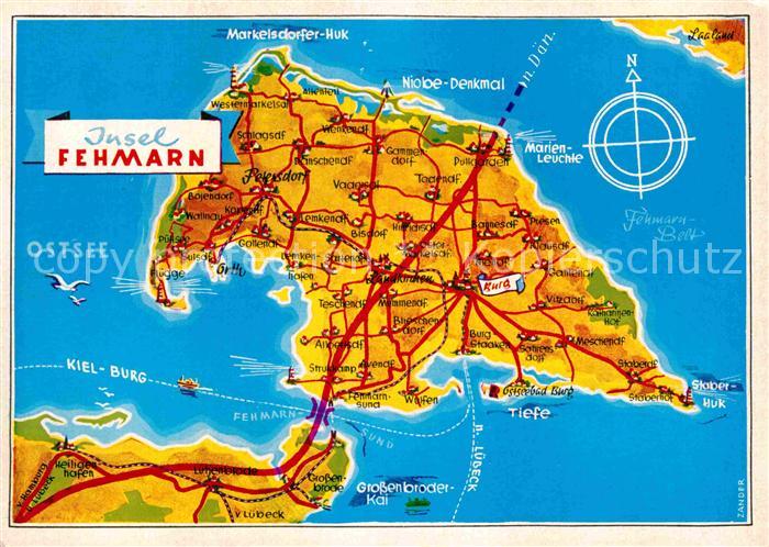 AK / Ansichtskarte Insel Fehmarn Lageplan Kat. Fehmarn Nr. kc64418 ...