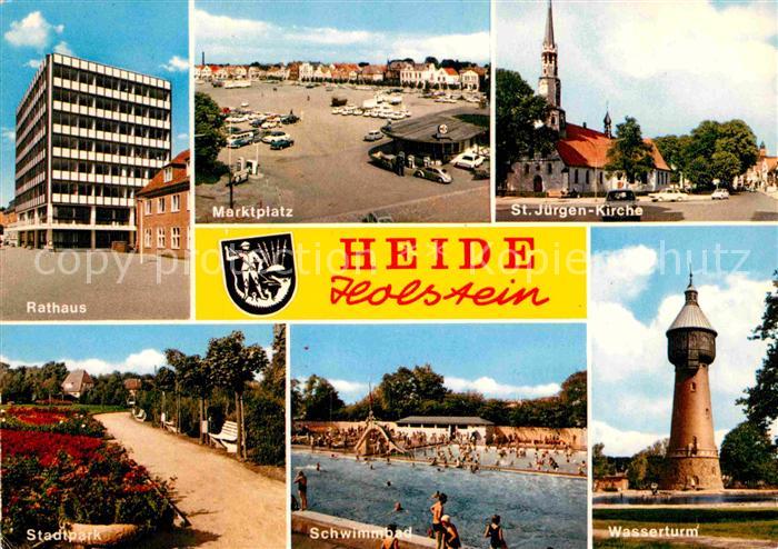 AK / Ansichtskarte Heide Holstein Rathaus Marktplatz Stadtpark ...
