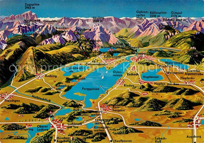 AK / Ansichtskarte Forggensee Schwangau Panoramakarte Kat. Schwangau Nr ...