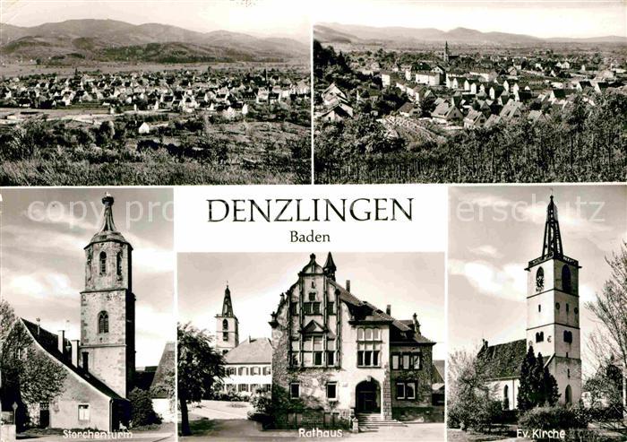 AK / Ansichtskarte Denzlingen Rathaus Storchenturm Evangelische Kirche ...