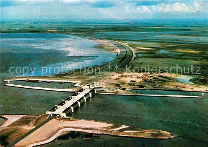 AK / Ansichtskarte Eiderstedt Eiderdamm mit Sperrwerk Fliegeraufnahme ...