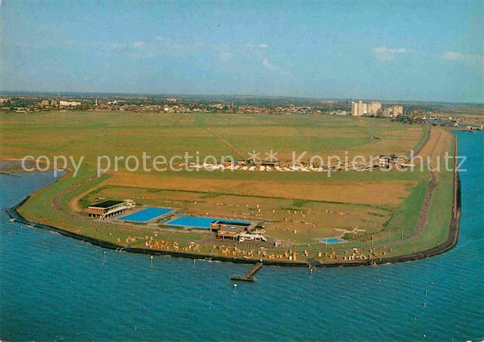 AK / Ansichtskarte Husum Nordfriesland Badestrand Fliegeraufnahme Kat ...