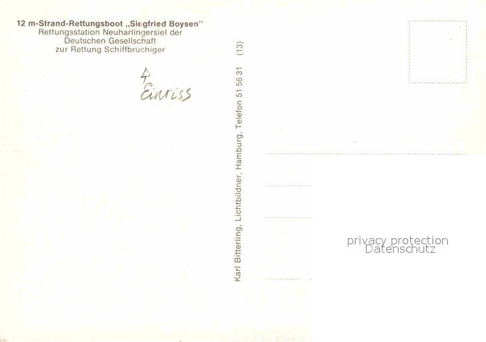 AK / Ansichtskarte Motorboote Strand Rettungsboot Siegfried Boysen Kat ...