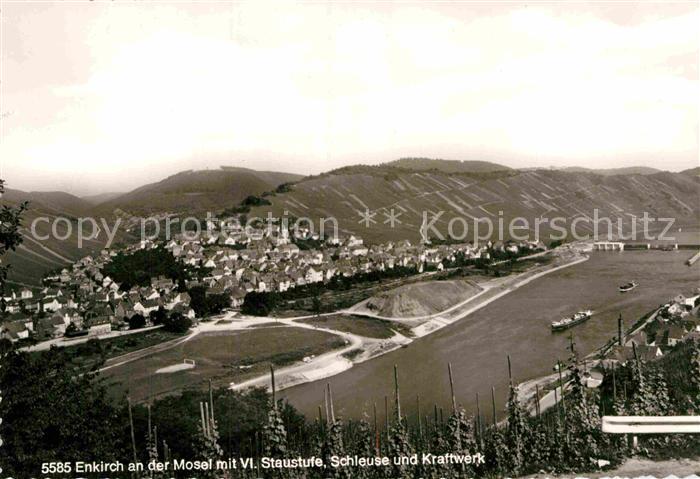 AK / Ansichtskarte Enkirch Mosel mit Staustufe Schleuse und Kraftwerk ...